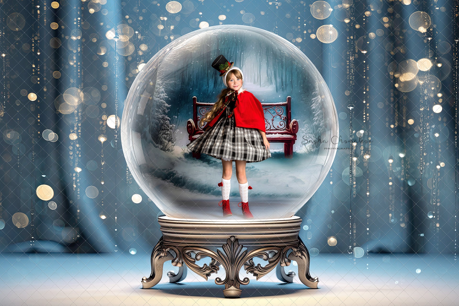 Digital Backdrop, Background Newborn Baby Girl or Boy Snow Globe ...