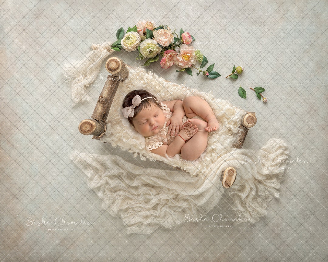 Digital Backdrop, Background Newborn Baby Girl Cream Fur White Overhead ...