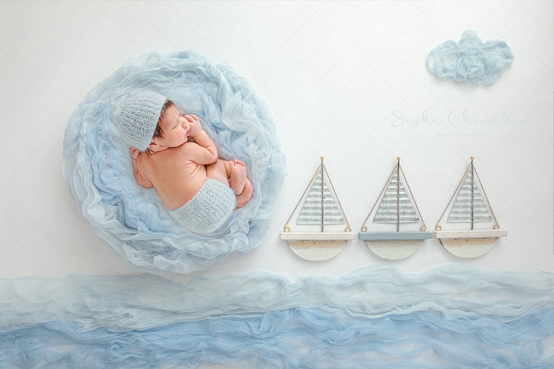 Digital Backdrop, Background Newborn Girl or Boy Gray Light Blue ...