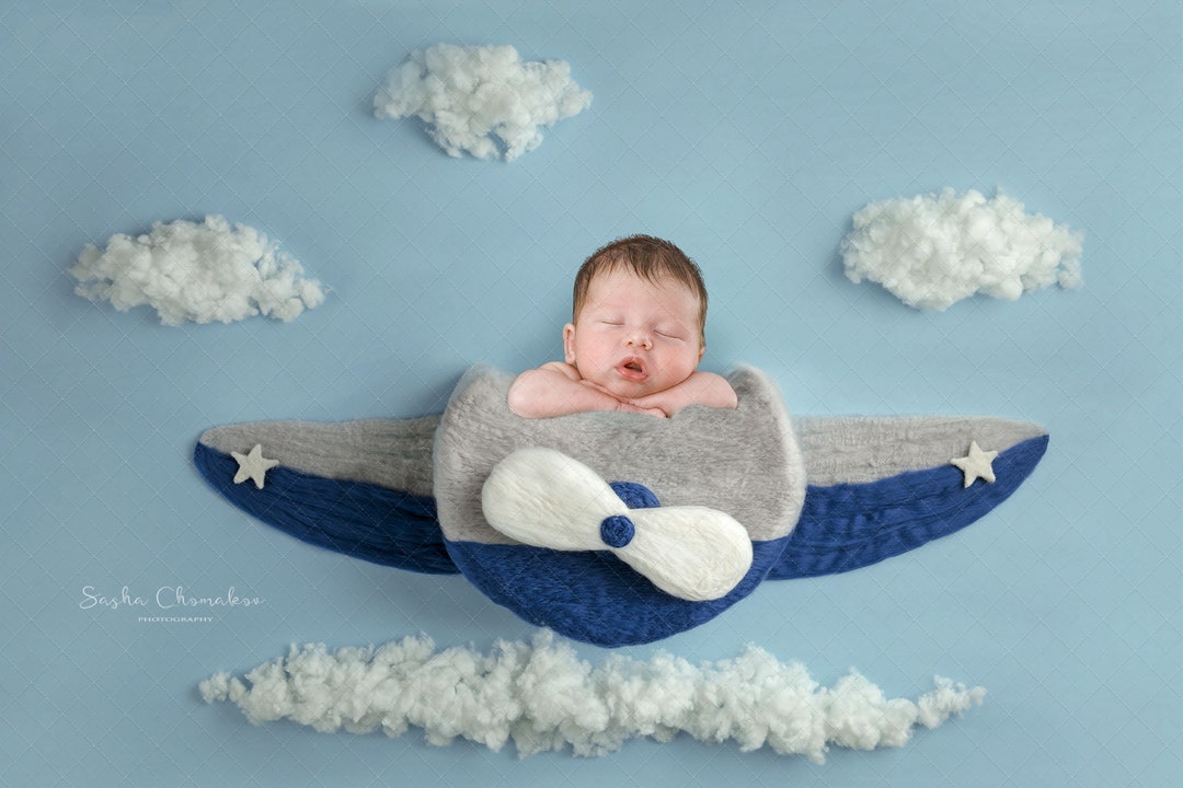 Digital Backdrop, Background Newborn Baby Girl or Boy Flying , Pilot ...
