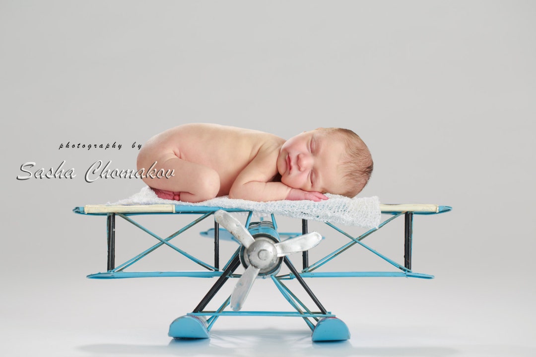 Digital Backdrop Background Blue Airplane Newborn Baby Boy or Girl ...