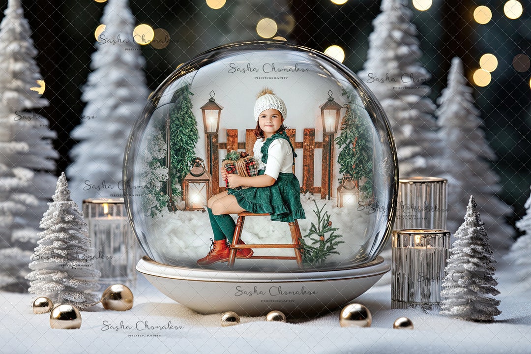 Digital Backdrop, Background Newborn Baby Girl or Boy Snow Globe ...