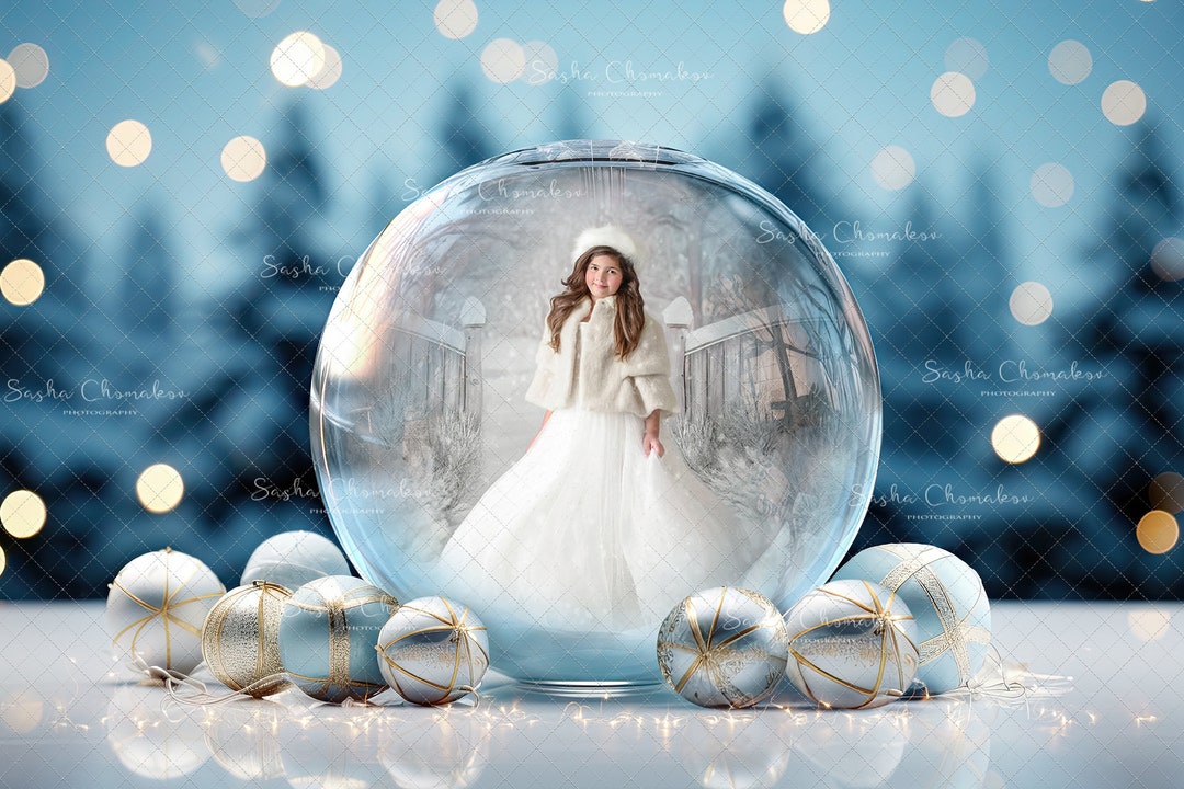 Digital Backdrop, Background Newborn Baby Girl or Boy Snow Globe ...