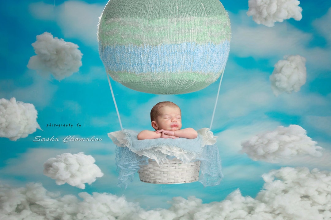 Digital Background Backdrop Newborn Baby Girl or Boy Hot Air Balloon - Etsy