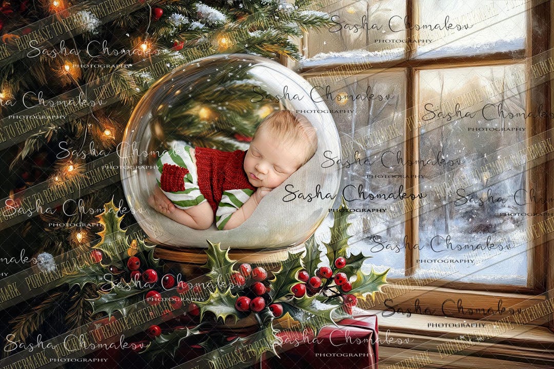 Digital Backdrop, Background Newborn Baby Girl Boy Christmas Glass ...