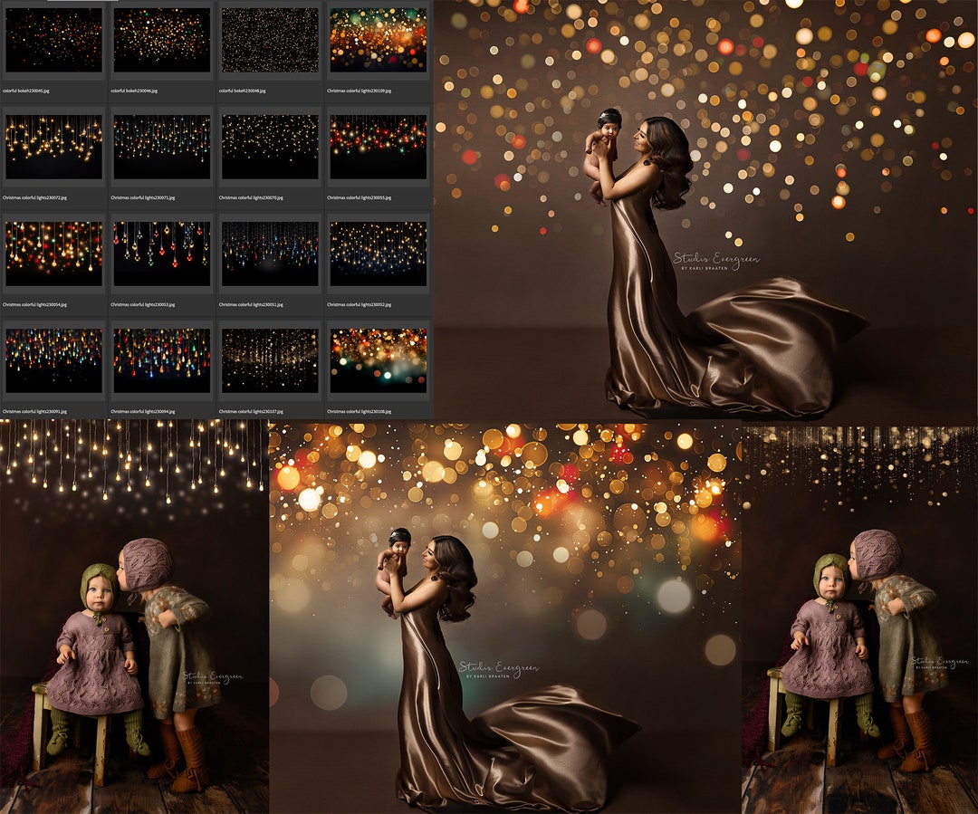 Digital Christmas Colorful Bokeh Lights Overlays Background - Etsy