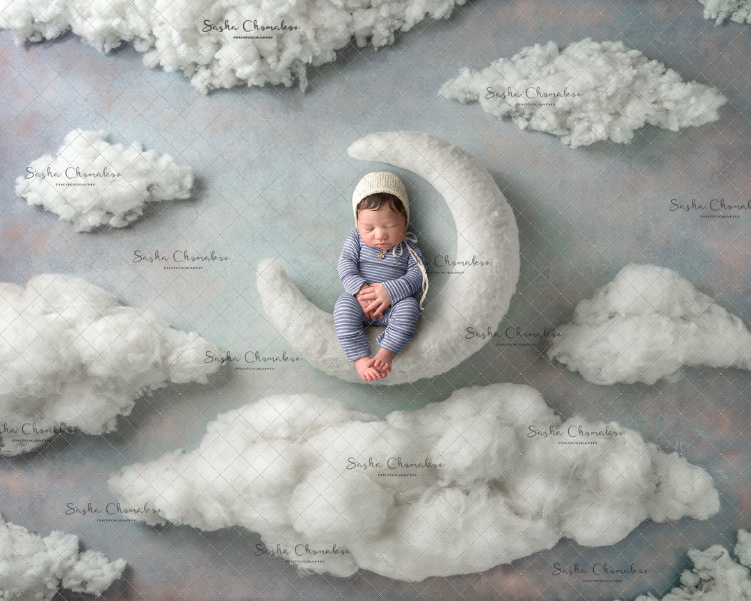 Digital Backdrop, Background Newborn Baby Girl Boy Light Moon White ...