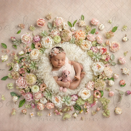 Floral Digital Backdrop Newborn Girl Spring Digital - Etsy