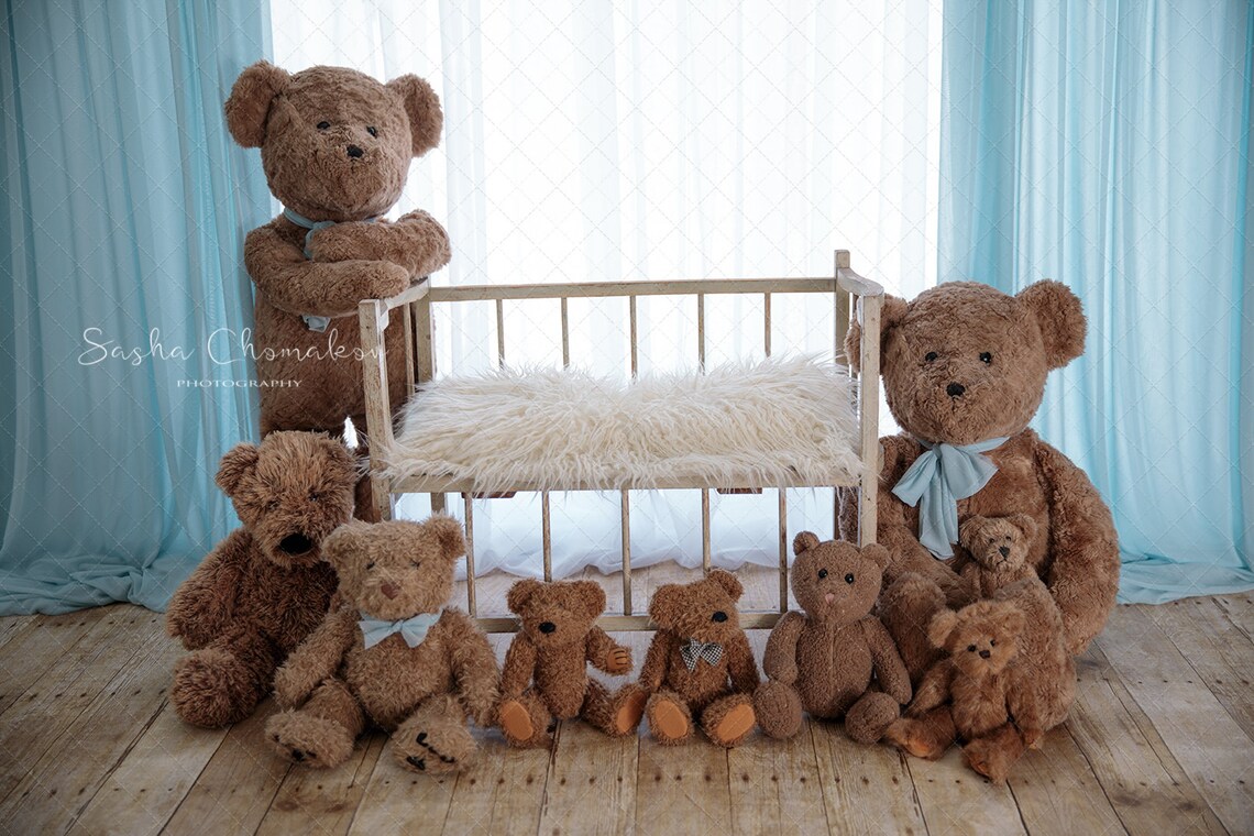 Digital Backdrop, Background Newborn Baby Girl or Boy Teddy Bear Bears ...