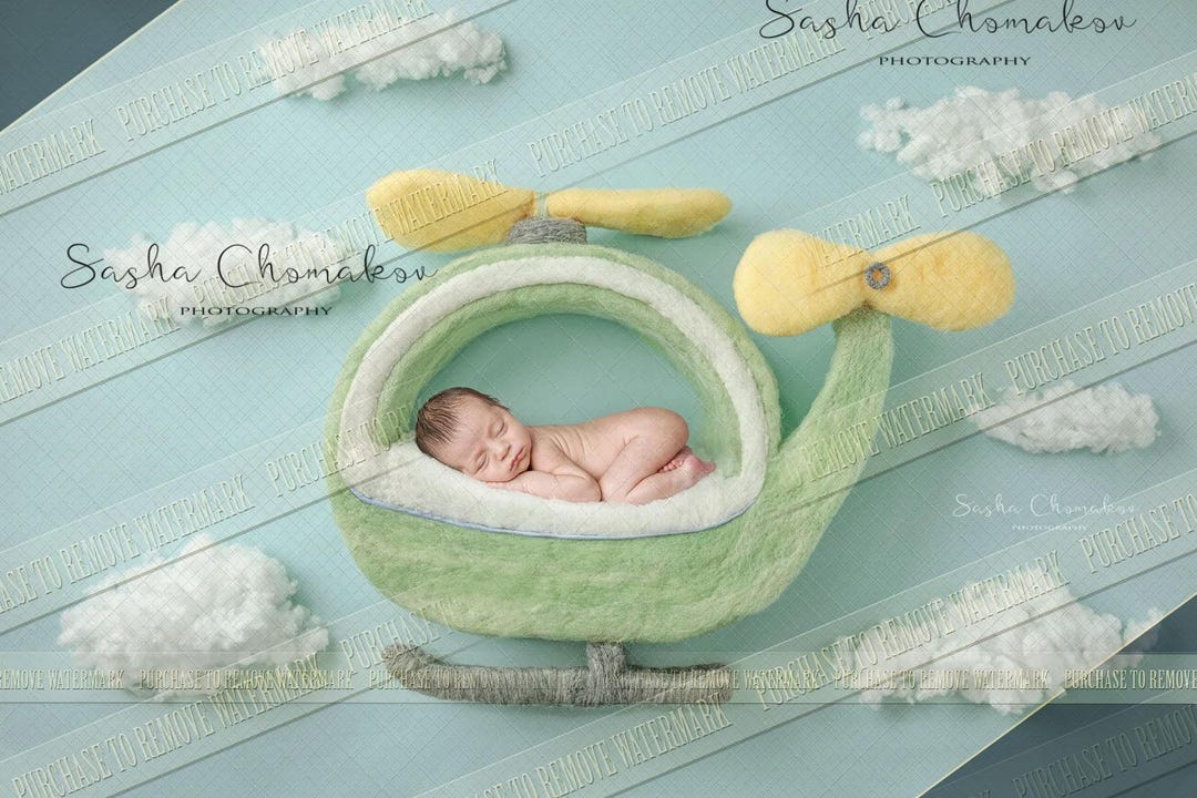 Digital Backdrop, Background Newborn Baby Girl Boy Blue Helicopter ...