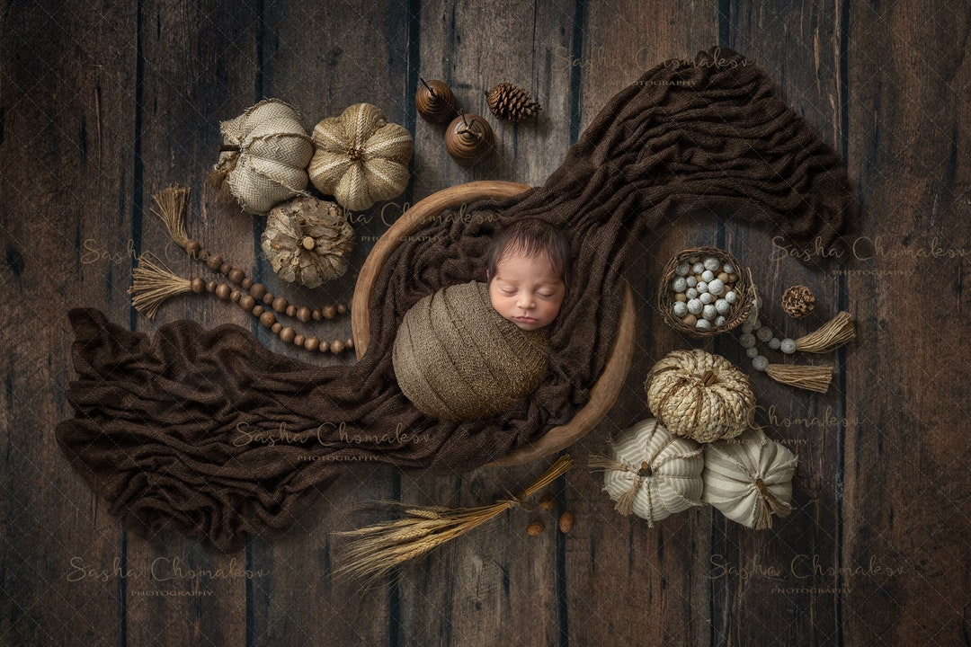 Digital Backdrop, Background Newborn Baby Girl Boy Bed Natural Dark ...