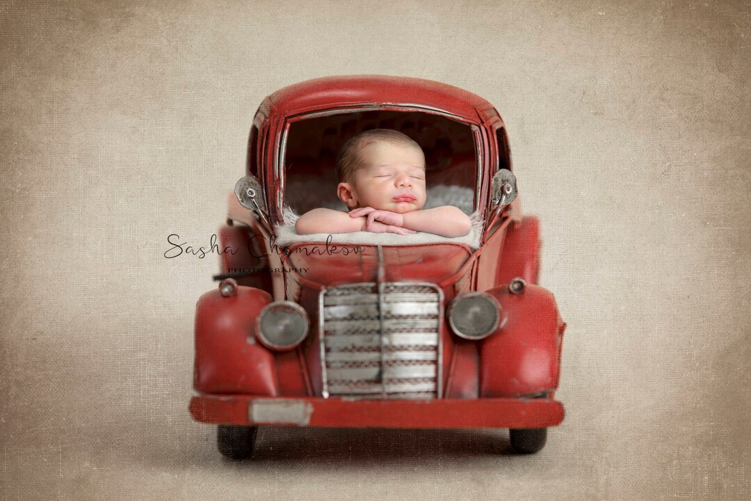 Digital Backdrop Background Newborn Baby Girl or Boy Red Track Car ...