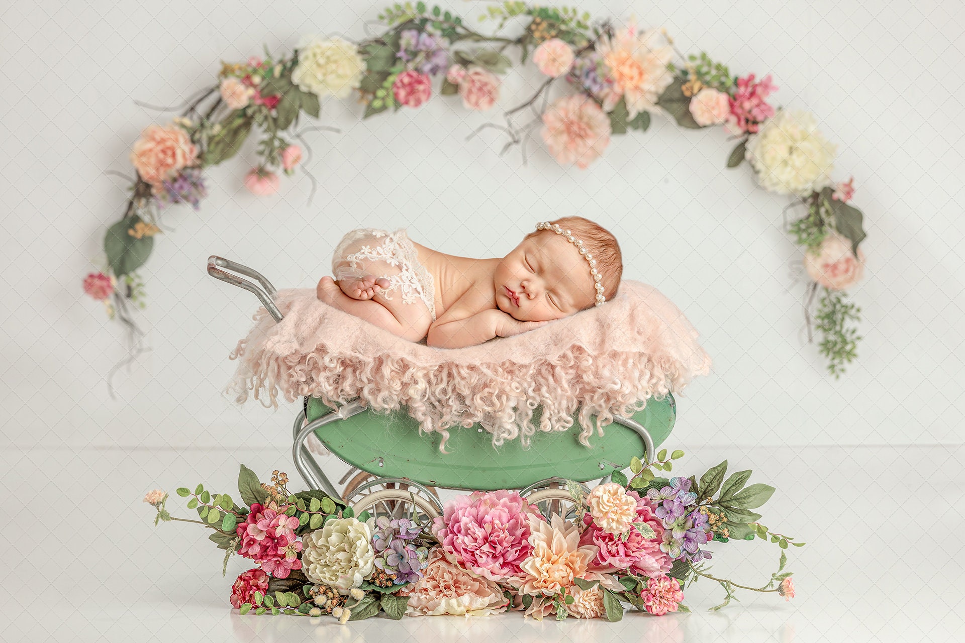 Digital Backdrop Background Newborn Girl , Spring Easter Side Pose Pink ...