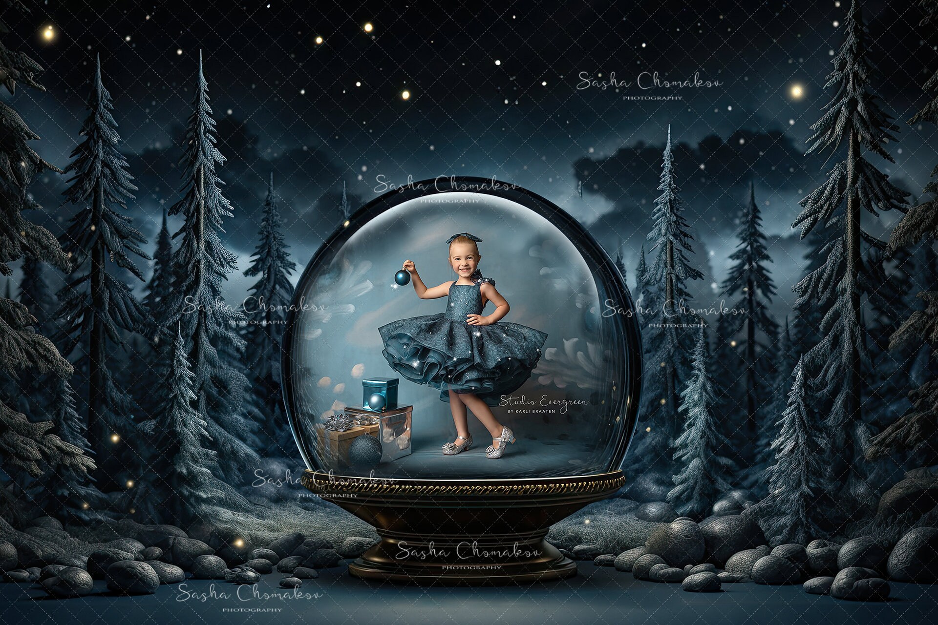 Digital Backdrop, Background Newborn Baby Girl or Boy Snow Globe ...