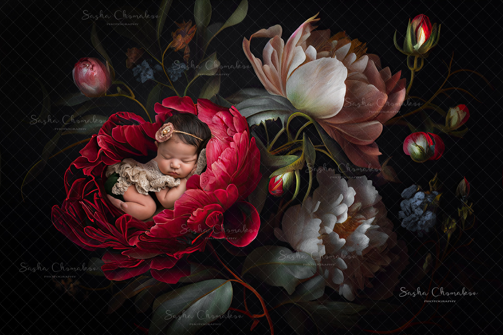 Digital Backdrop Background Newborn Baby Girl Hand Painted - Etsy