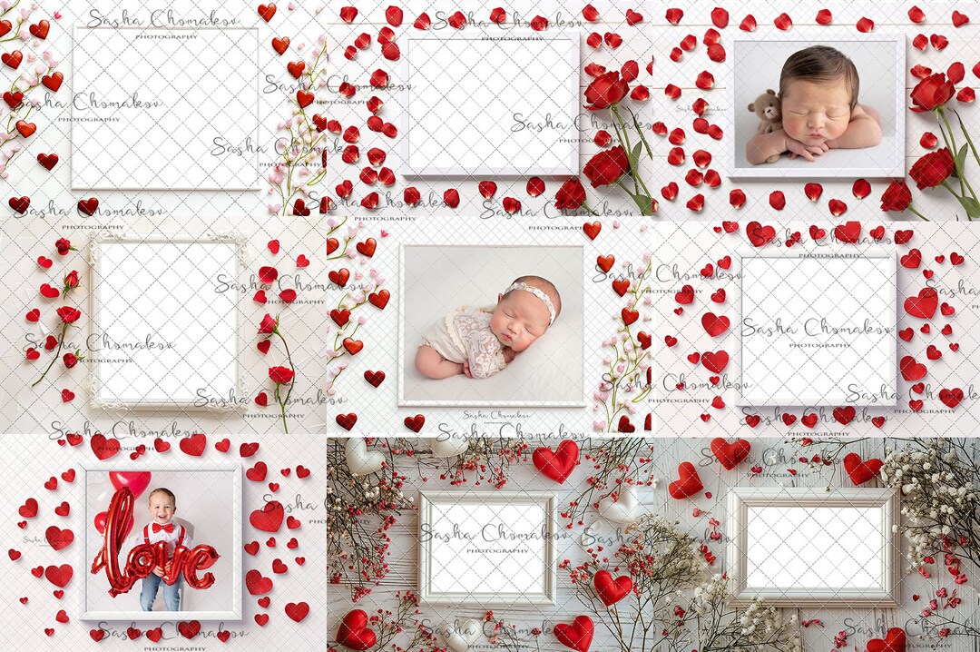 Digital Backgrounds backdrops newborn Baby Girl Boy white and Red ...