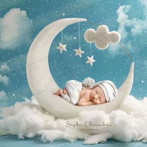 Digital Backgrounds Backdrops Newborn Girl Boy Moon Prop And Ai ...