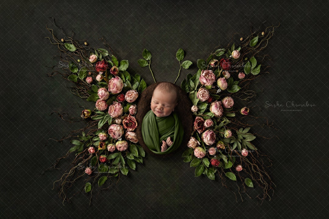 Digital Backdrop, Background Newborn Baby Girl Pink Red Flowers ...