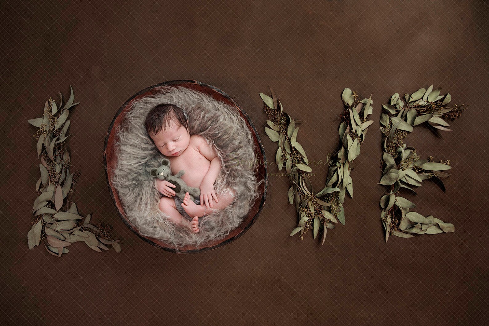 Digital Backdrop Background Newborn Baby Girl or Boy Gray Fur ...