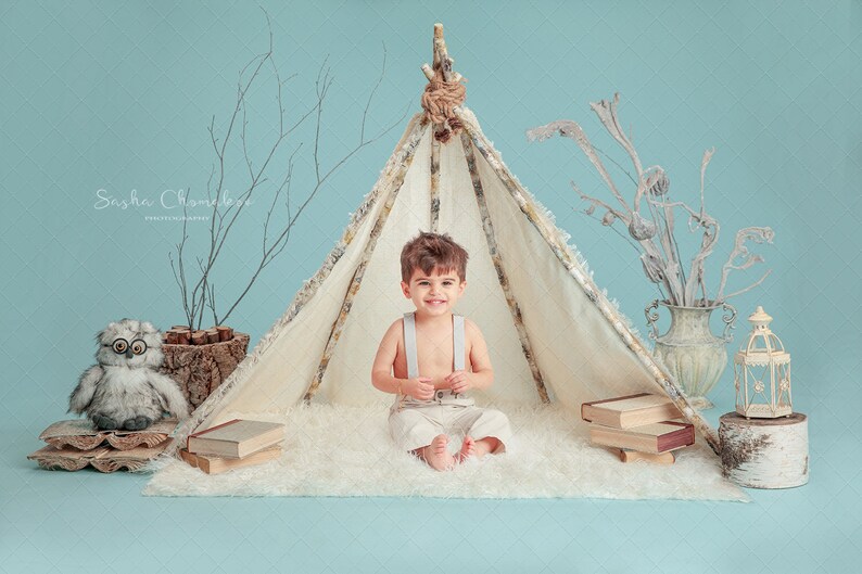 Digital Backdrop, Background Newborn Baby Girl Boy Sitter Light Blue ...