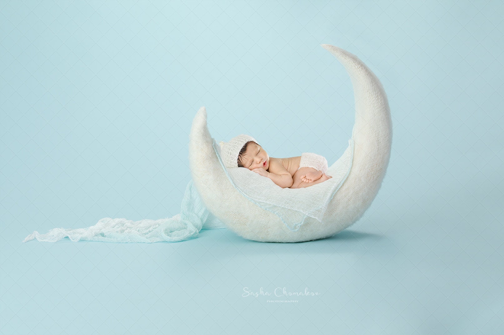 Digital Backdrop, Background Newborn Baby Girl Toddler White Moon Blue ...