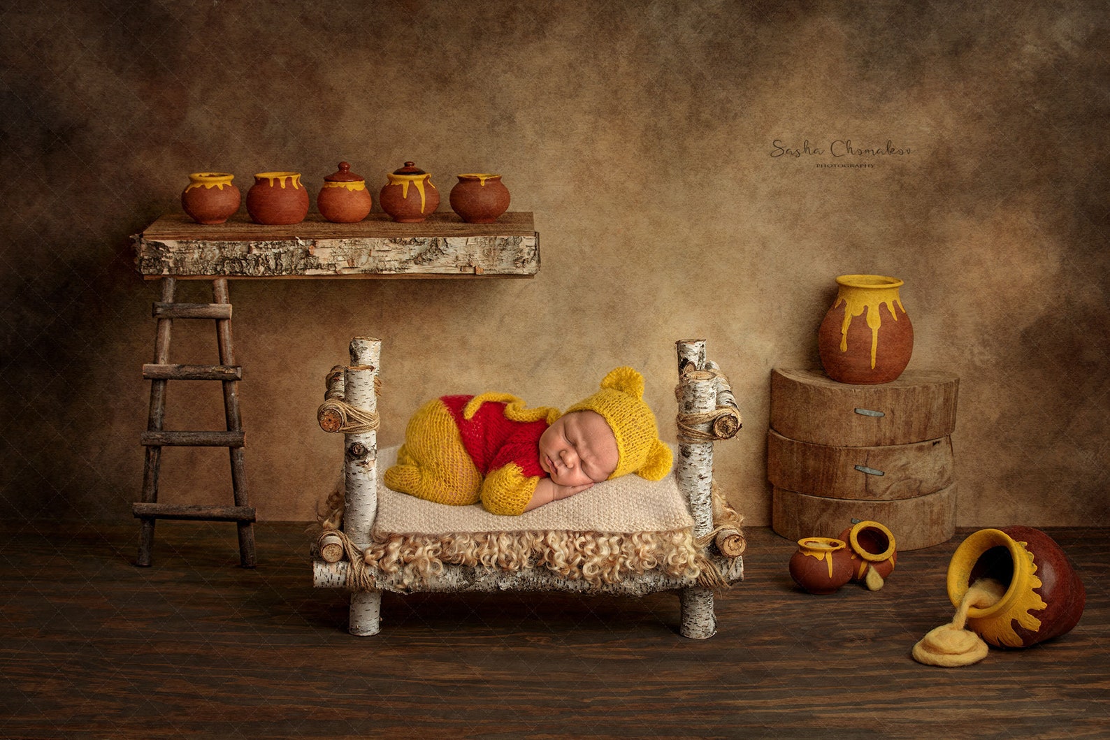 Digital Backdrop, Background Newborn Baby Girl or Boy Teddy Bear Honey ...