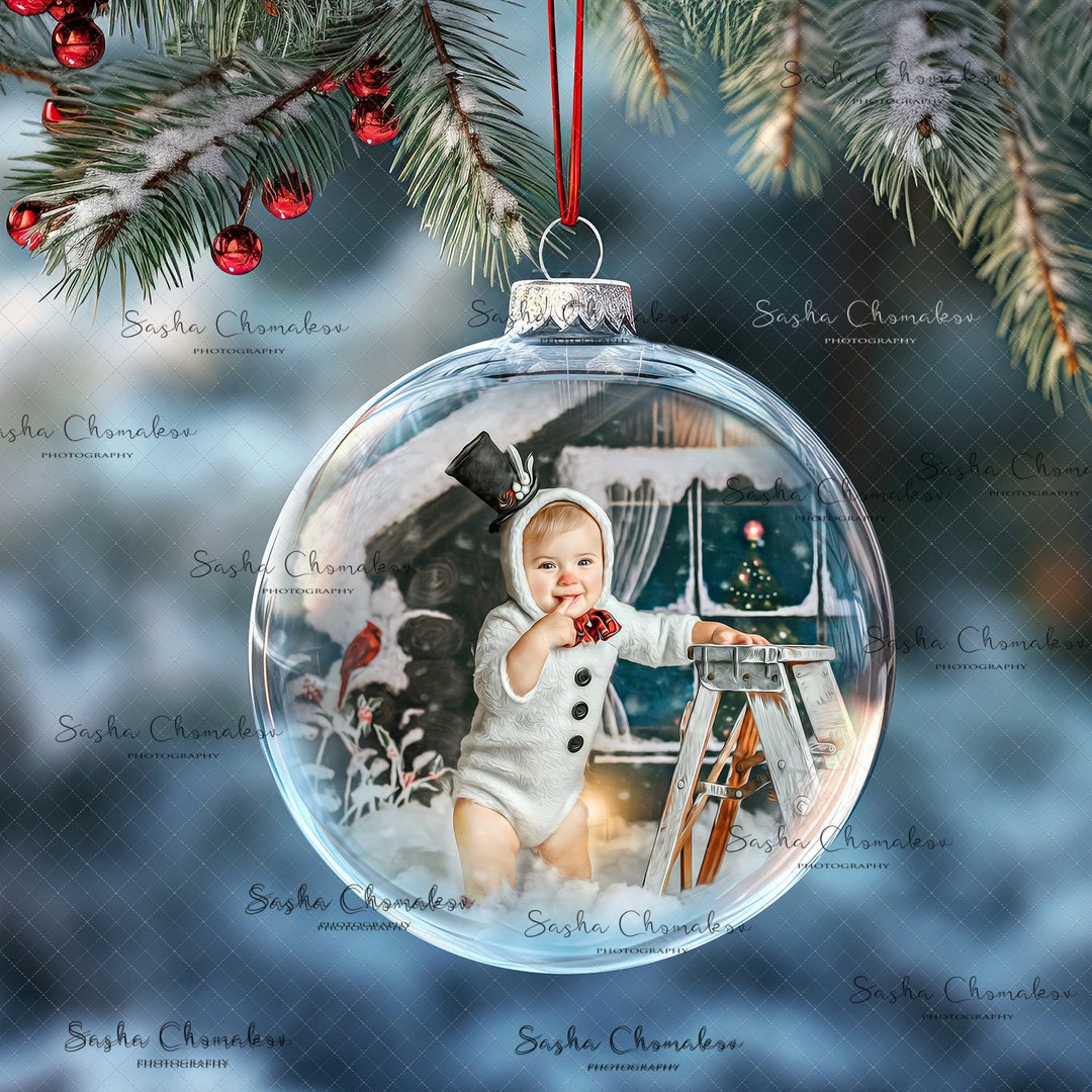 Digital Backdrop, Background Newborn Baby Girl or Boy Snow Globe ...