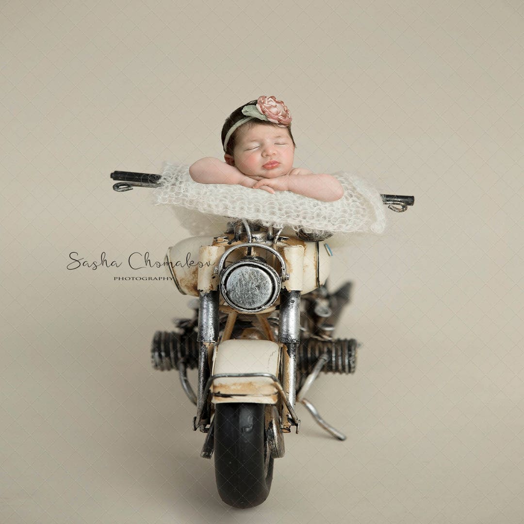 Digital Background Backdrop Newborn Baby Boy or Girl Cream Bike Bone ...