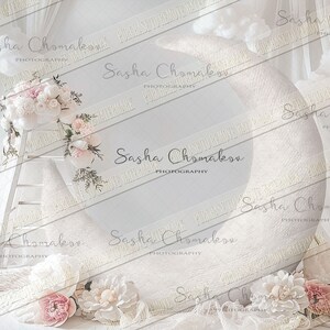 2 Digital Backgrounds Backdrops Newborn Girl Boy Moon Prop and Ai ...