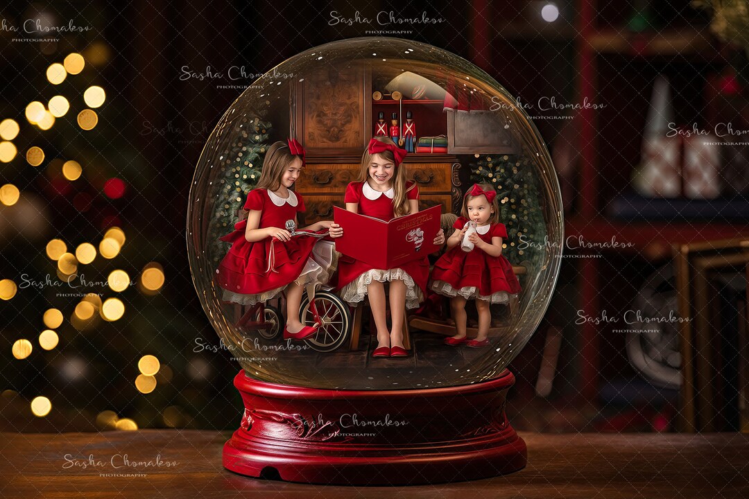 Digital Backdrop, Background Newborn Baby Girl or Boy Snow Globe Snow ...