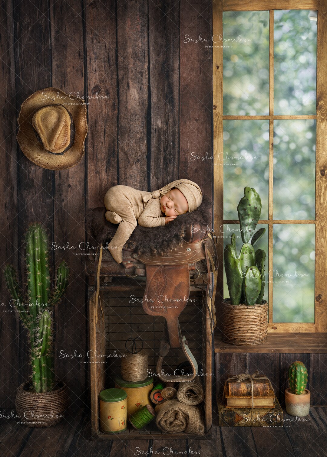 Digital Backdrop, Background Newborn Baby Girl or Boy Cowboy Barn ...