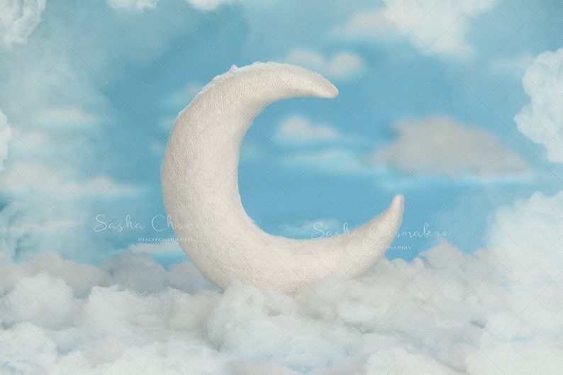 Digital Backdrop, Background Newborn Baby Girl Toddler White Blue Moon ...