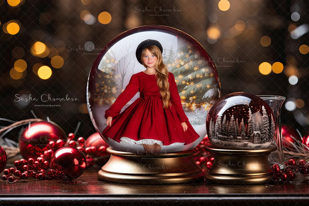 Digital Backdrop, Background Newborn Baby Girl or Boy Snow Globe ...