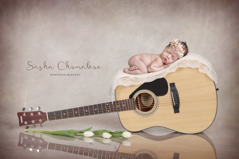 Digital Backdrop Background Newborn Baby Girl Guitar - Etsy