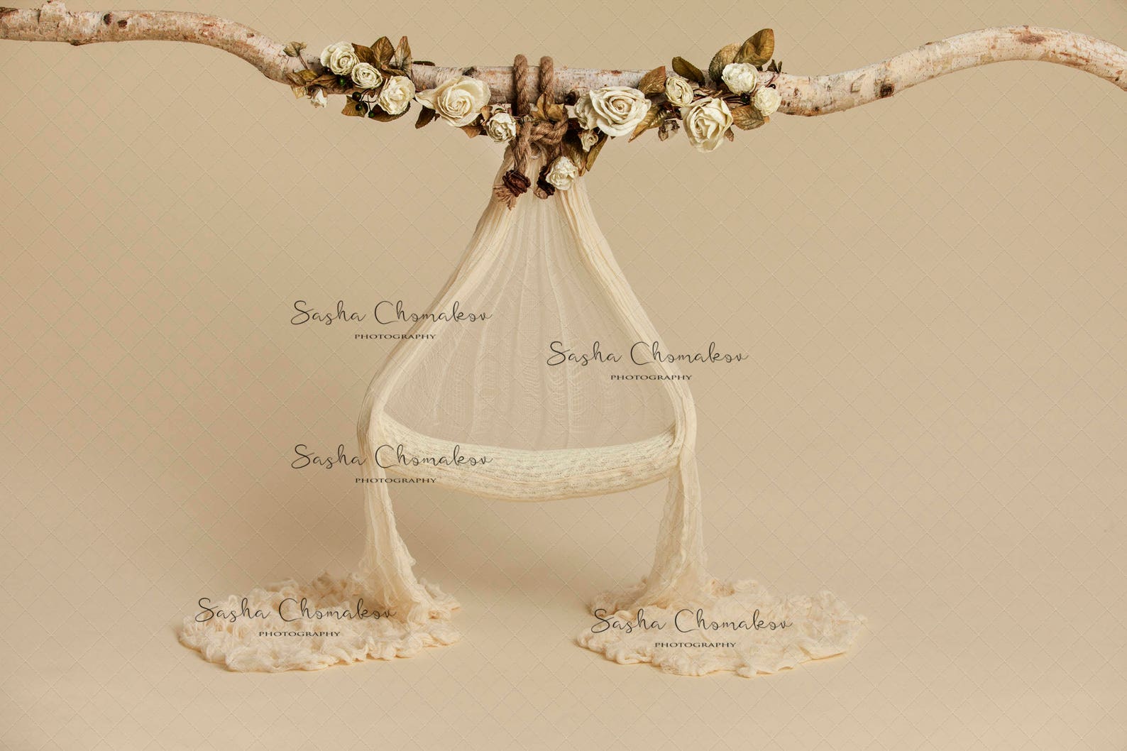 Digital Backdrop Background Newborn Baby Girl Cream Hanging - Etsy