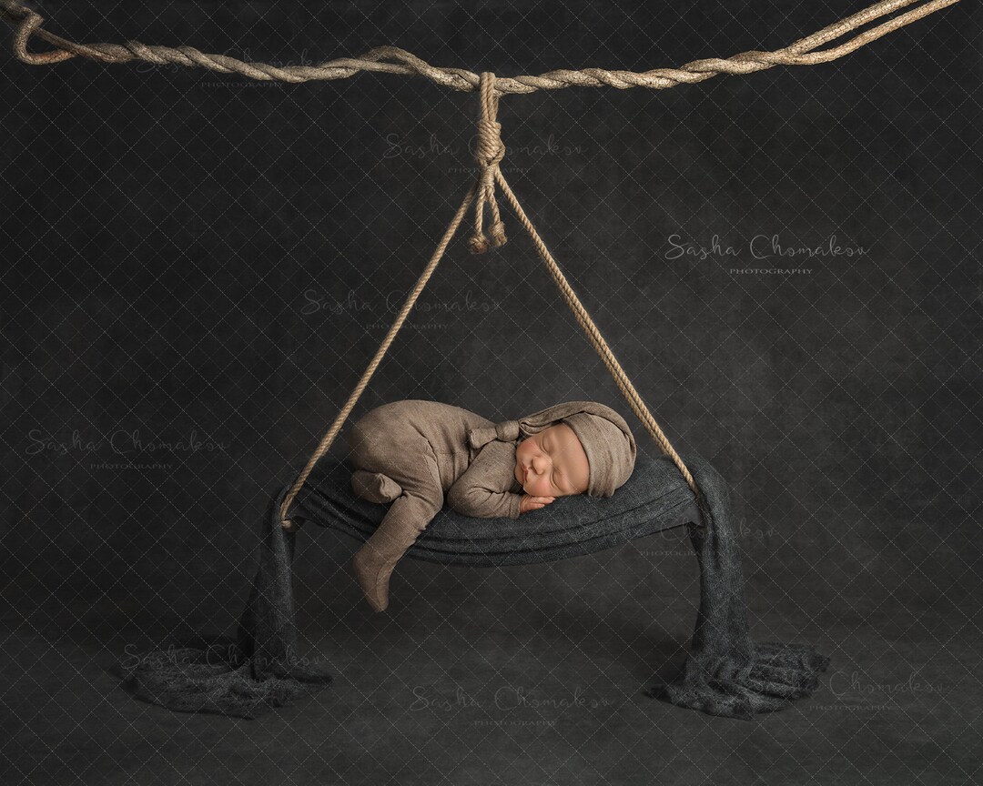 Digital Backdrop, Background Newborn Baby Girl Boy Dark Gray Swing on a ...