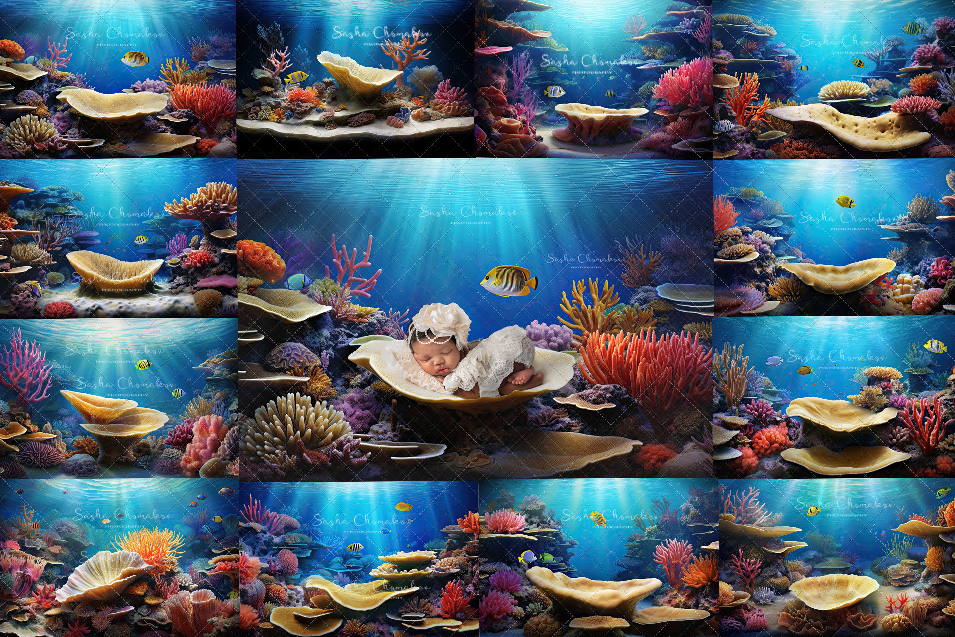 Digital Backgrounds Mermaid Seafloor Illustration Ai Generated Set 2 ...