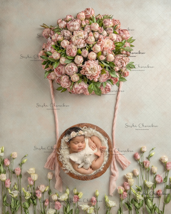 Digital Backdrop Background Newborn Girl Spring Overhead White - Etsy