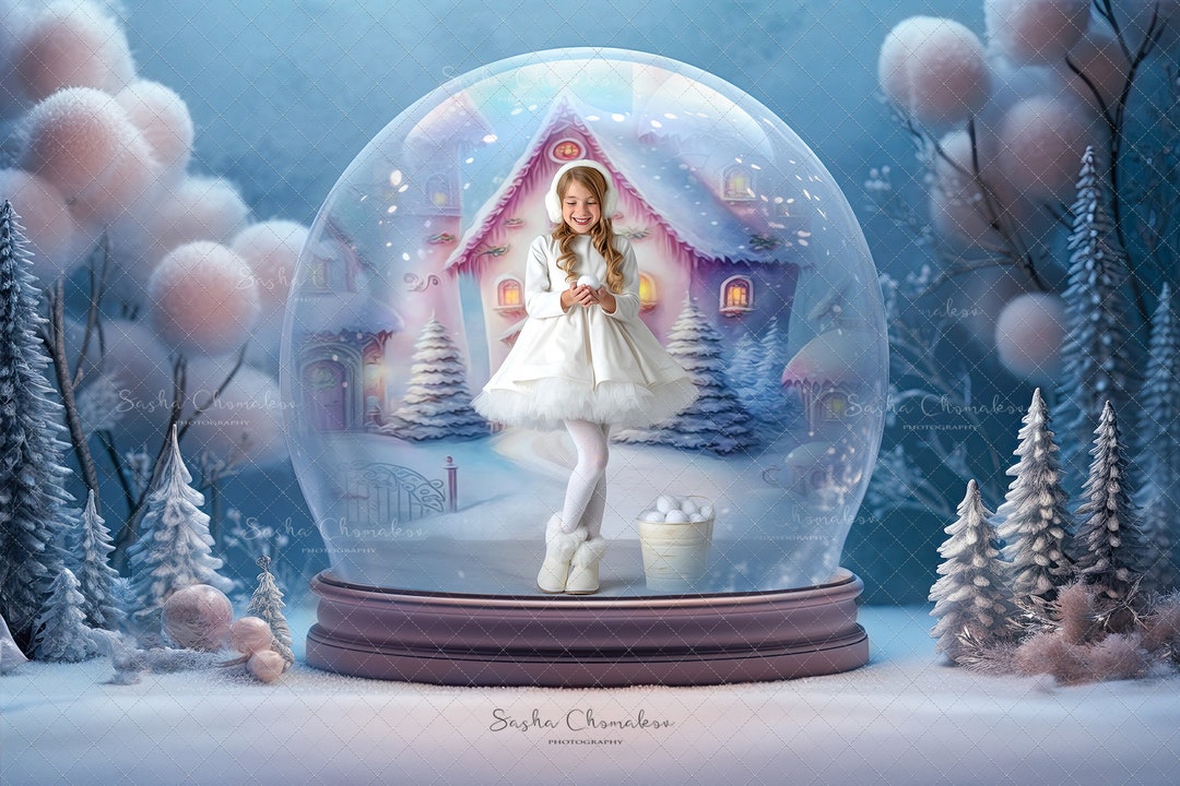 Digital Backdrop, Background Newborn Baby Girl or Boy Snow Globe ...