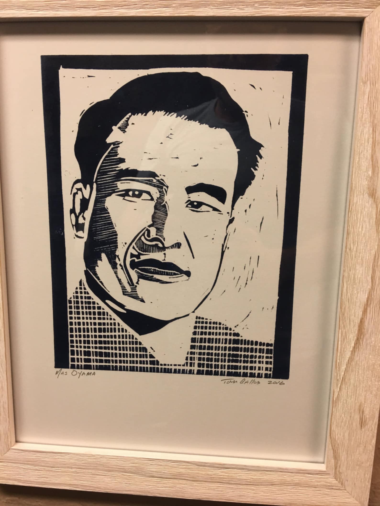 Mas Oyama Linocut Portrait by Tom Callos. the Founder of Kyokushin ...