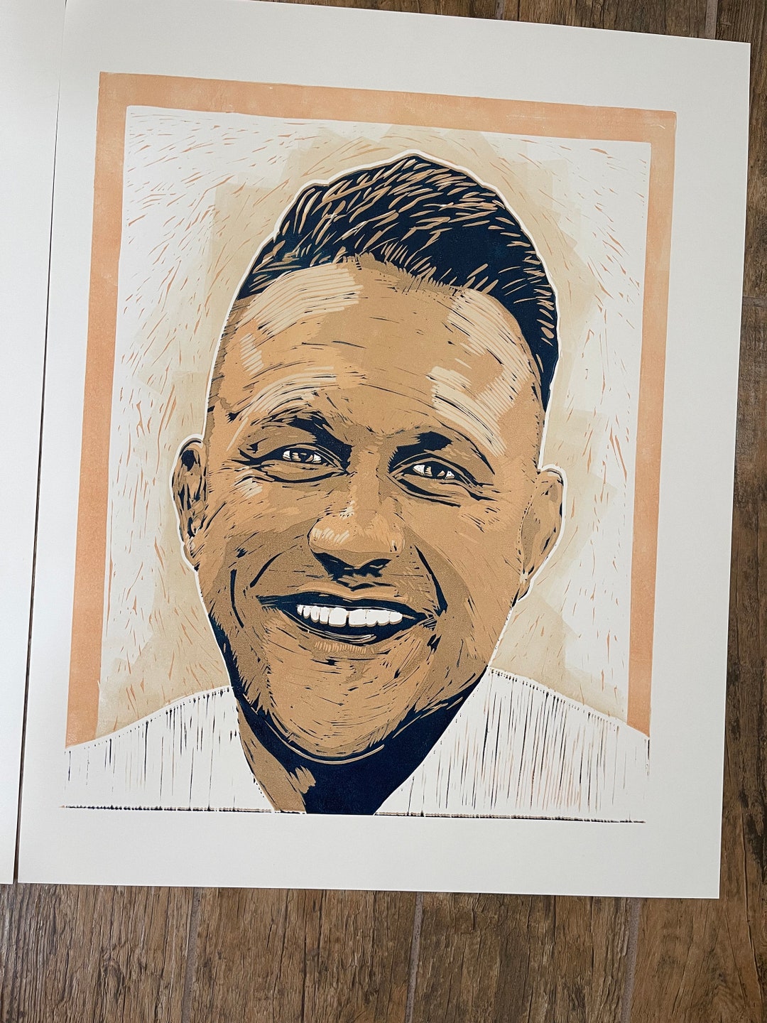 Renzo Gracie Linocut Portrait by Tom Callos - Etsy