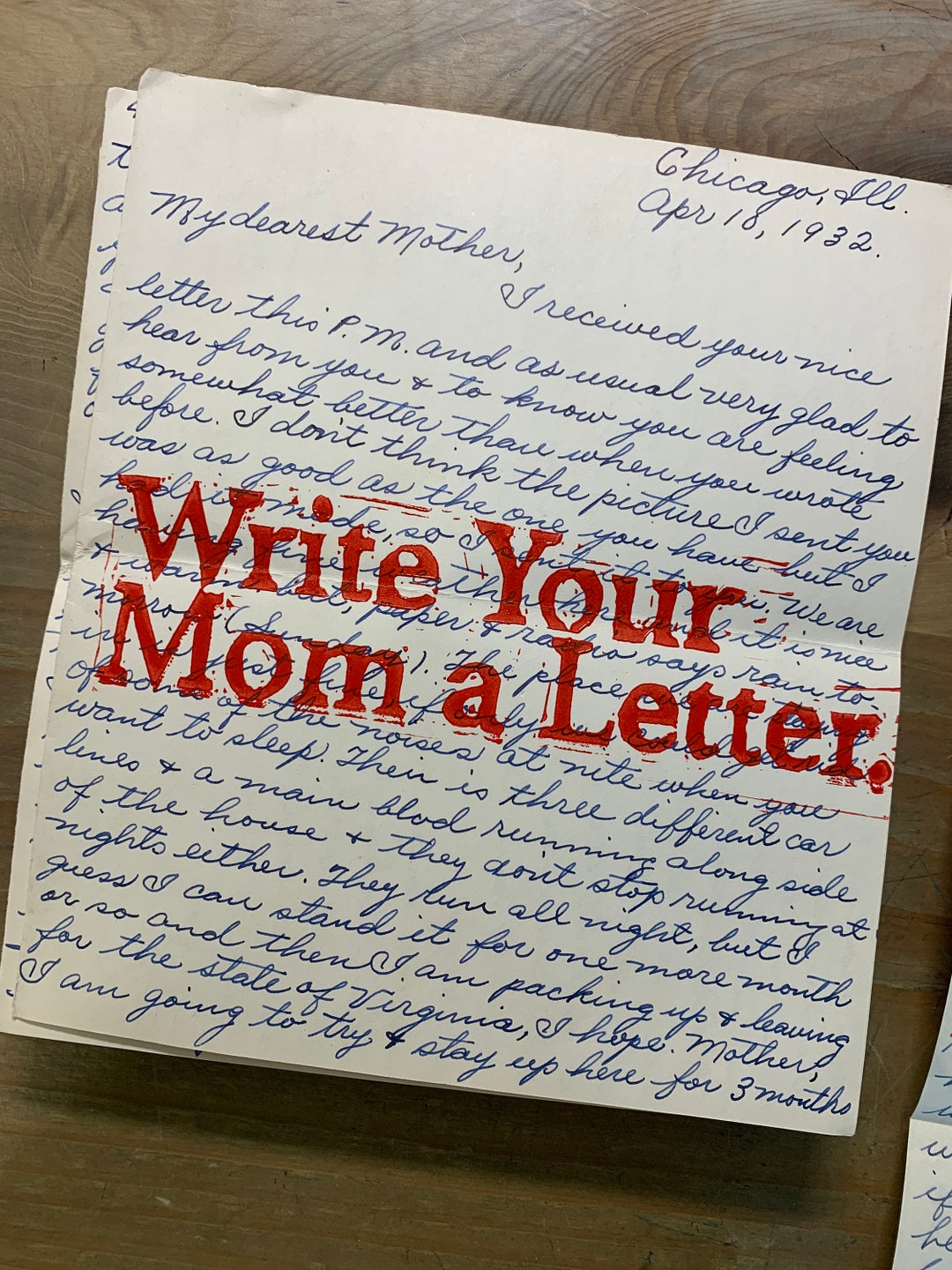 Write Your Mother a Letter. A Print Made on 1930's Letters. - Etsy