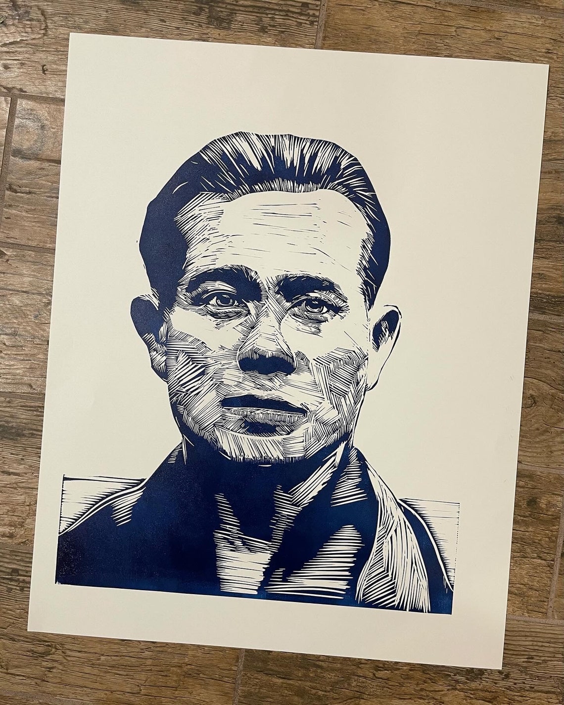 Kanbun Uechi the Founder of Uechi Ryu Karate. Linocut Portrait ...