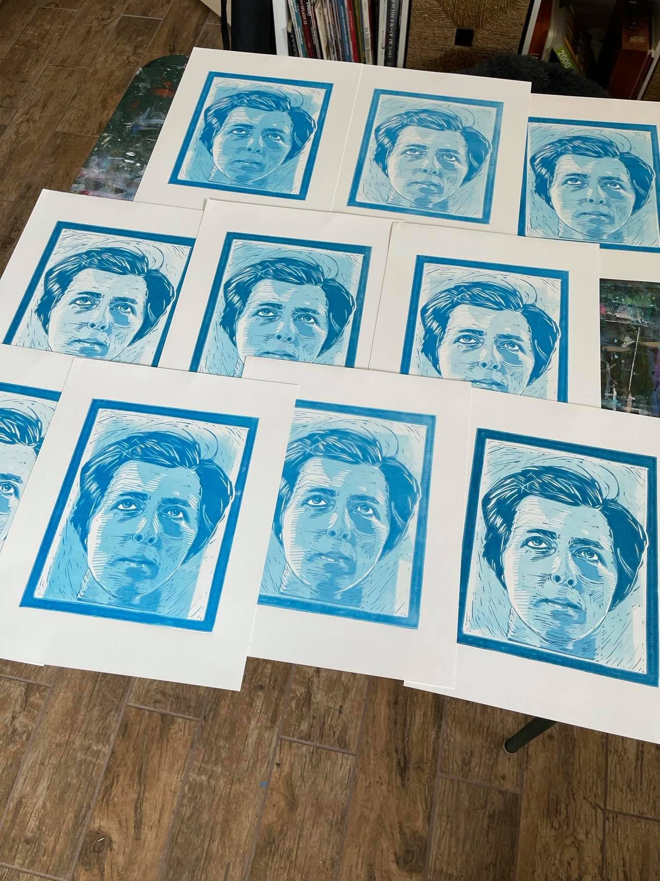 Portrait linogravé de Vivian Maier, par Tom Callos. Édition limitée à ...