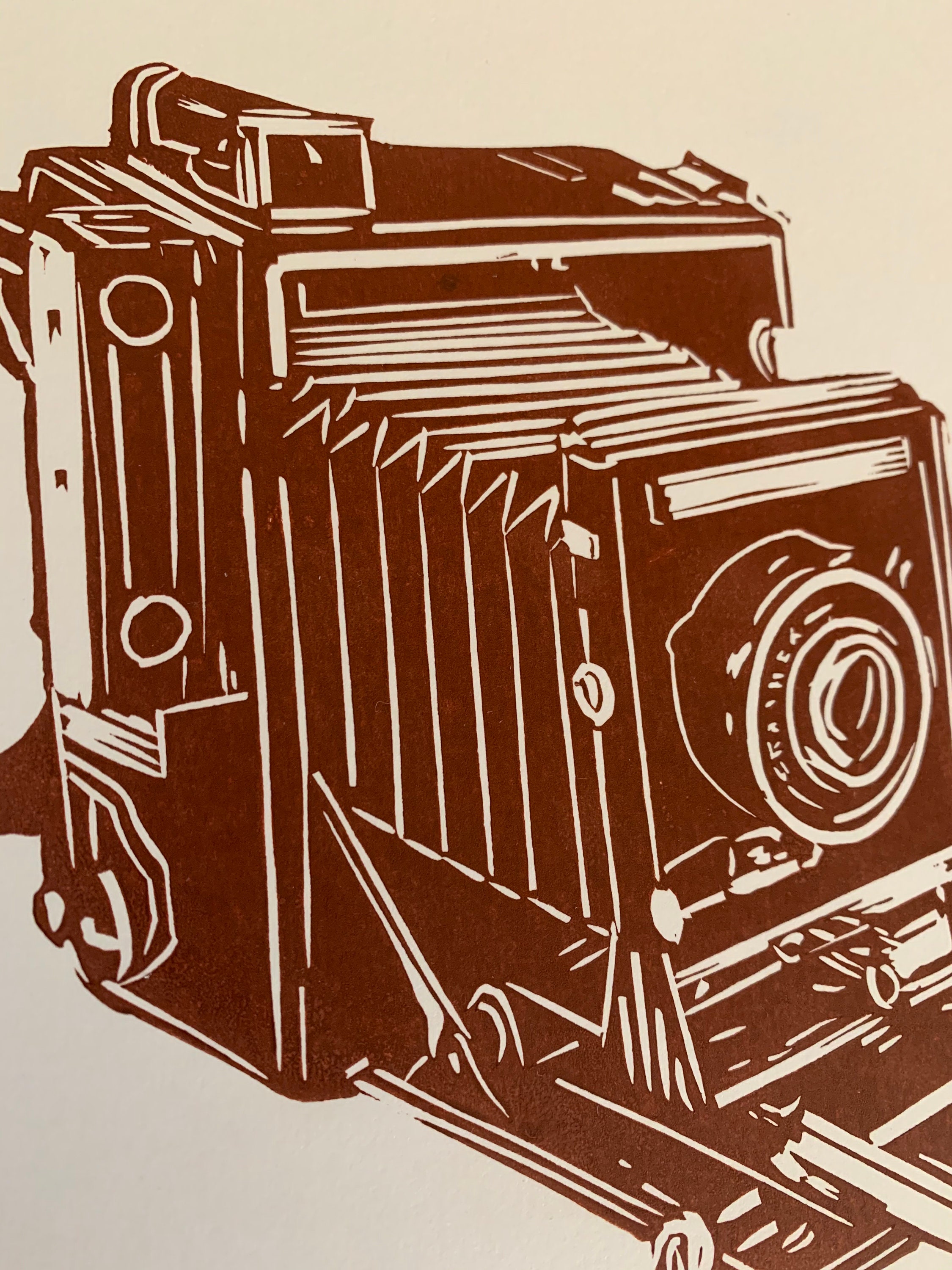Speed Graphic Camera Linocut Print, Limited Edition by Tom Callos sold ...