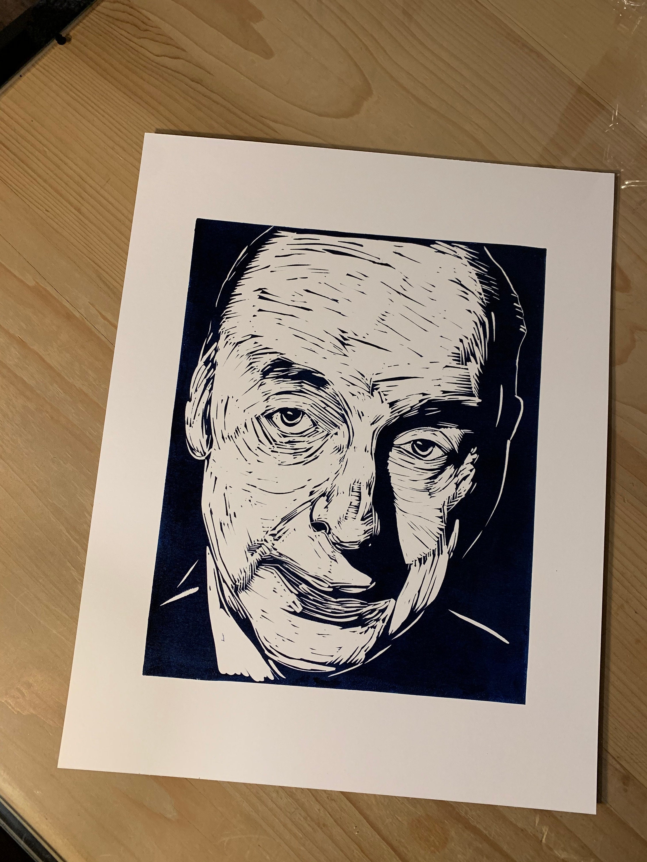 Pablo Neruda Linocut Portrait, by Tom Callos of Boise Baren .com - Etsy