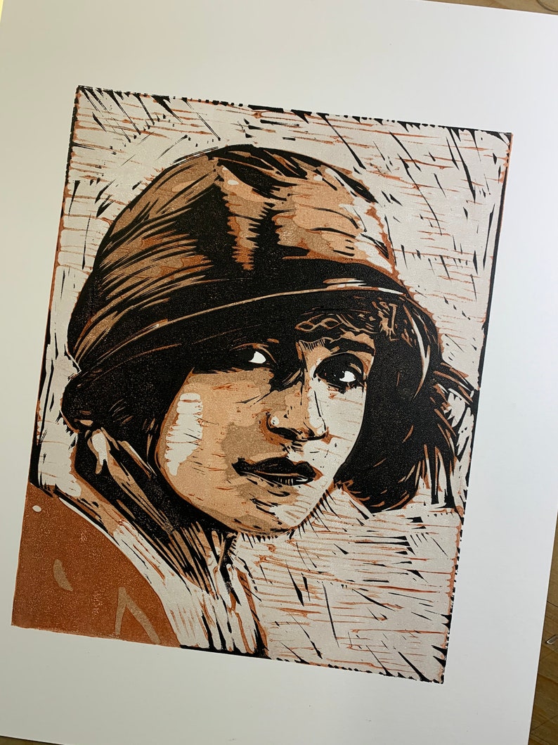 Tina Modotti, a Linocut Reduction Print, Handmade and Hand-printed by ...