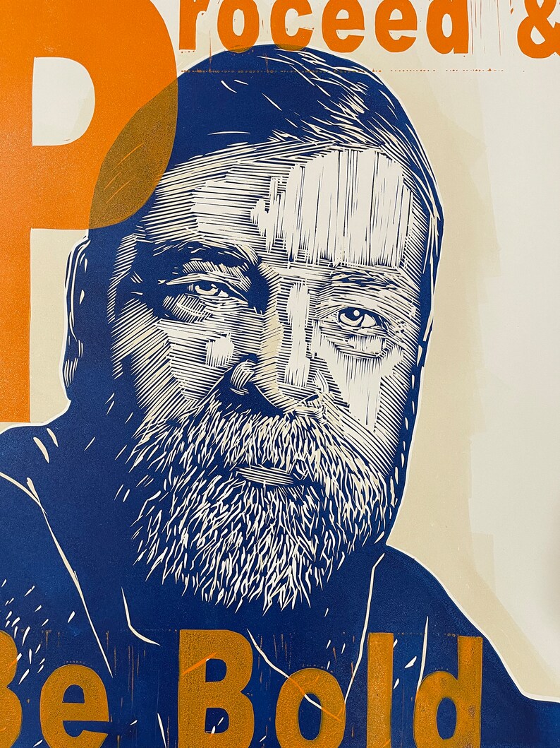 Samuel Mockbee Linocut Portrait, Architect Art Print, Proceed and Be ...