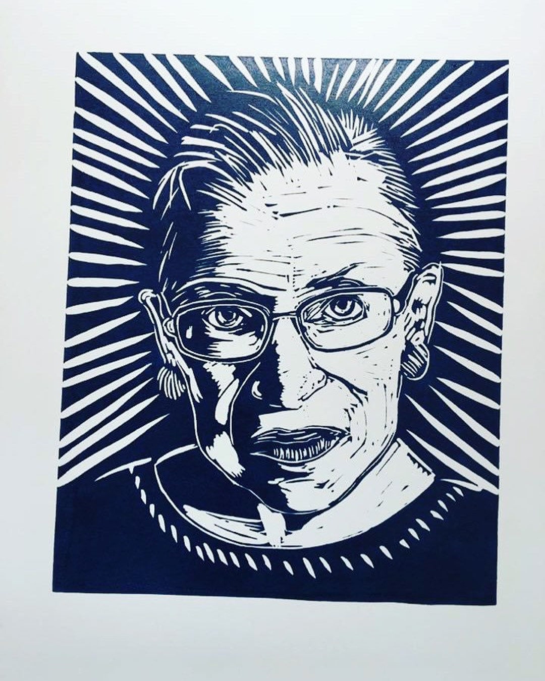 Ruth Bader Ginsburg Linocut Print by Tom Callos, Hand-printed - Etsy