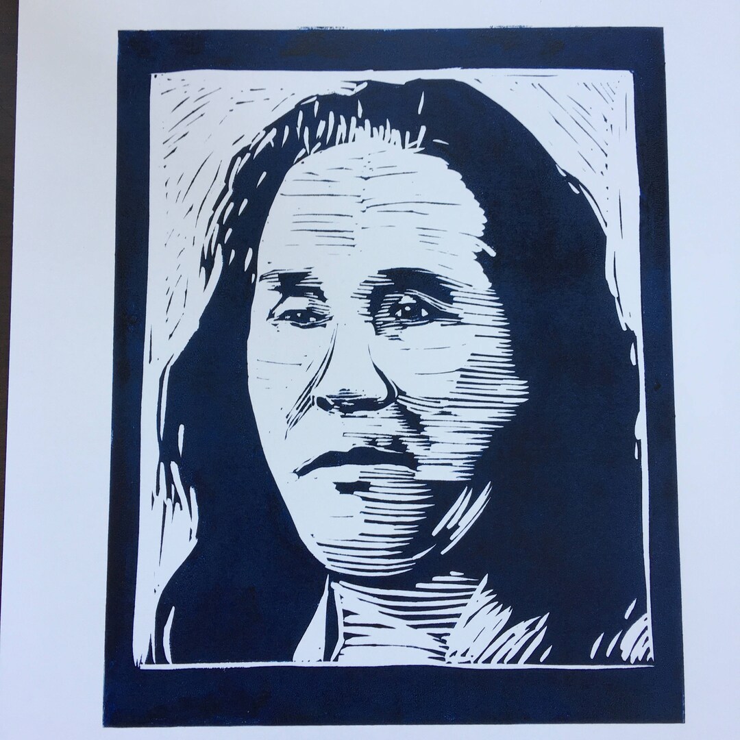 Gōgen Yamaguchi "the Cat" Lino Cut Portrait by Tom Callos - Etsy